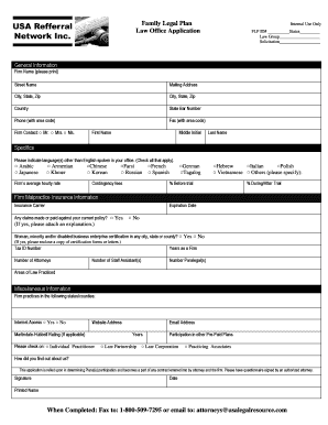 Fillable Online plan attorney application - USA Legal Resource Fax ...