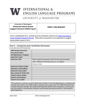 Fillable Online ielp uw VISER J Visa Request - International & English ...