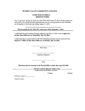 Fillable Online hvcc LUMP SUM PAYROLL REQUEST FORM - hvcc Fax Email ...