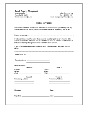 Fillable Online Russell Property Management - Holly Glen... Fax Email ...