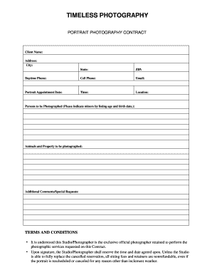 Fillable Online Sample Portrait Contract -Aug 10.doc Fax Email Print - pdfFiller