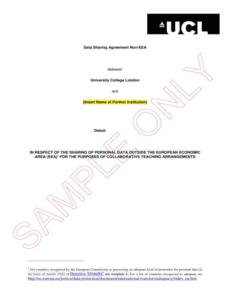 Fillable Online ucl ac Data Sharing Agreement Non-EEA Sample Template ...