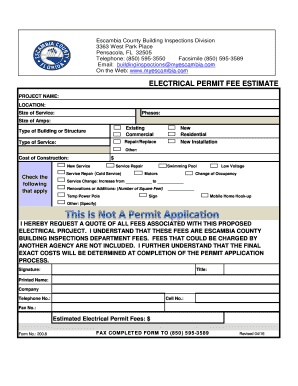 Fillable Online ELECTRICAL PERMIT FEE ESTIMATE - myescambia.com Fax ...