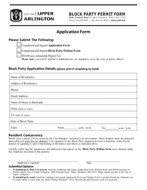 Fillable Online Block Party Permits Application & Petition Form - City ...