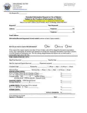 Fillable Online FOIA Request Form - Inkster Fax Email Print - pdfFiller