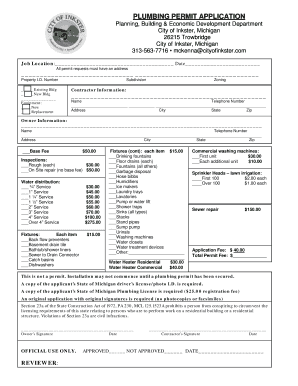 Fillable Online Application for Plumbing Permit - ... Fax Email Print ...