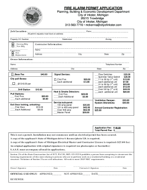 Fillable Online Application for Fire Alarm Permit - ... Fax Email Print ...