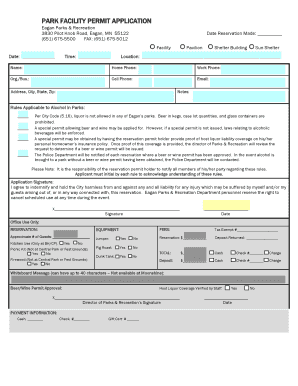 Fillable Online Park Facility Form. P & R Fax Email Print - pdfFiller