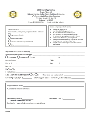 Fillable Online sjbhrotary 2016 Grant application fillable form - Rotary Club of St. Joseph ...