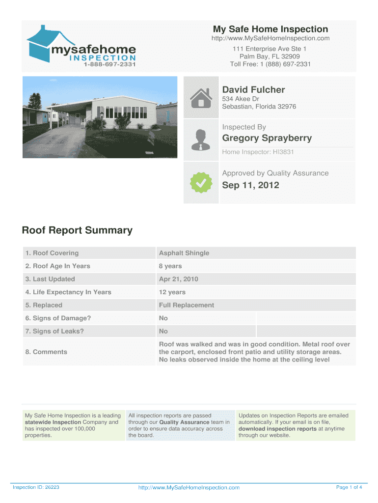 Fillable Online Citizens Roof Inspection Form Fax Email Print - pdfFiller