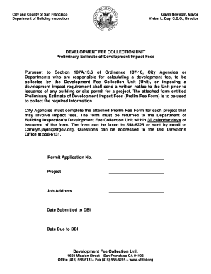 Fillable Online sfdbi Development Fee Collection Unit DEVELOPMENT FEE ... - sfdbi Fax Email ...
