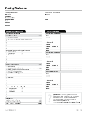 Fillable Online TILA RESPA Integrated Closing Disclosure Seller form ...