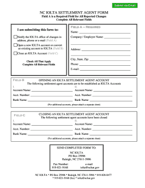 Fillable Online nciolta NC IOLTA SETTLEMENT AGENT FORM Fax Email Print ...