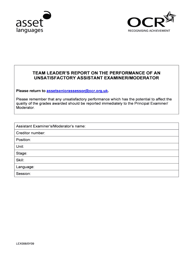 Fillable Online ocr org PRINCIPAL EXAMINER S / MODERATOR S REPORT ON ...