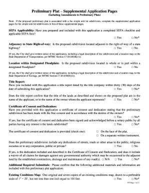Fillable Online Preliminary Plat Supplemental Application Pages Fax ...