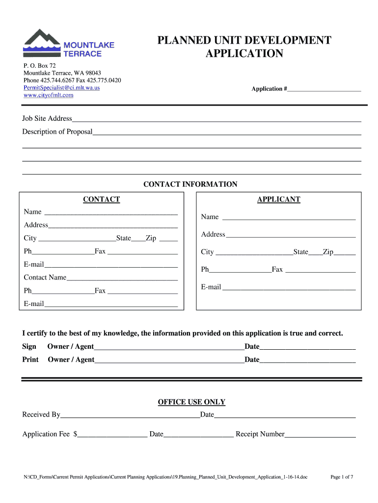 Fillable Online planned unit development application - Mountlake Terrace Fax Email Print - pdfFiller