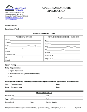 Fillable Online ADULT FAMILY HOME APPLICATION - cityofmlt.com Fax Email ...
