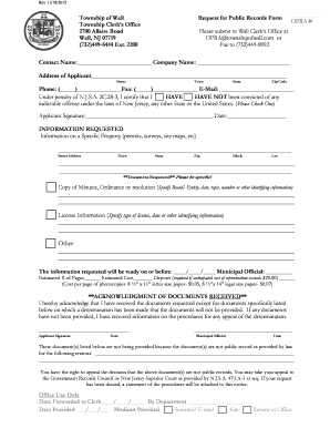Fillable Online Township of Wall Request for Public Records Form Township ... Fax Email Print ...