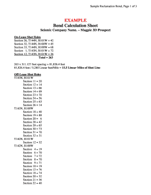 Fillable Online EXAMPLE Bond Calculation Sheet - apdtest.com Fax Email ...