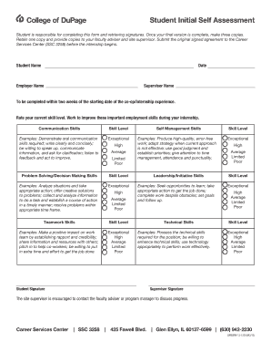 Fillable Online cod Student Initial Self Assessment Fax Email Print ...