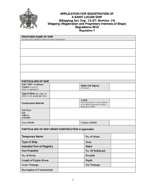 Fillable Online APPLICATION FOR REGISTRATION OF A SAINT LUCIAN SHIP ...