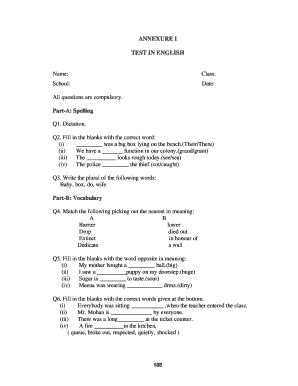 Fillable Online shodhganga inflibnet ac ANNEXURE I TEST IN ENGLISH Part ...