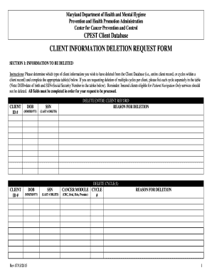 Fillable Online CLIENT INFORMATION DELETION REQUEST FORM Fax Email ...