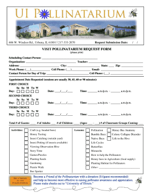 Fillable Online life illinois VISIT POLLINATARIUM REQUEST FORM ...