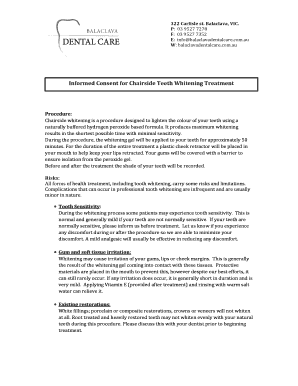 Fillable Online Whitening Consent Form - Balaclava Dental Care Fax ...