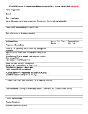Fillable Online BTA/BSD Joint Professional Development Fund Form... Fax ...