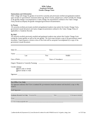 Fillable Online mills Mills College M Center Academic Records Gender ...