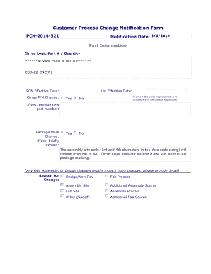 Fillable Online Customer Process Change Notification Form - Digi-Key Fax Email Print - pdfFiller
