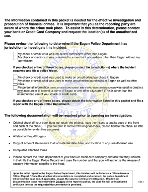 Fillable Online Check and Credit Card Fraud Packet - City of Eagan Fax ...