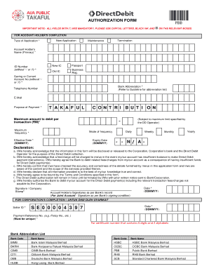 Fillable Online AUTHORIZATION FORM - myaiatakaful.com Fax Email Print ...