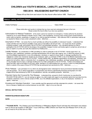 Fillable Online vbs 2016 release form - VBS P.R.O. Fax Email Print ...