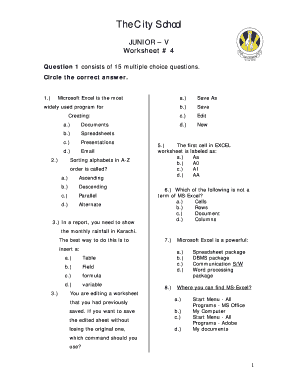 Fillable Online ICT worksheet # 4 Junior V Fax Email Print - pdfFiller
