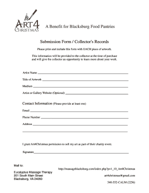 Fillable Online A Benefit for Blacksburg Food Pantries Submission Form ... Fax Email Print ...