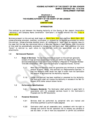 Fillable Online Attachment J - Sample Contract.pdf - Housing Authority ...