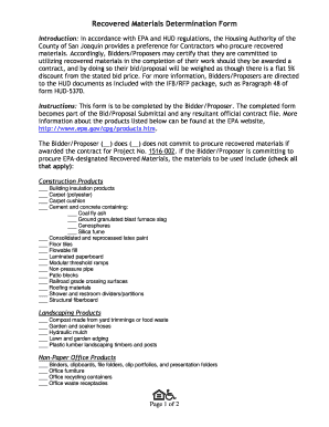 Fillable Online Recovered Materials Determination Form Fax Email Print ...