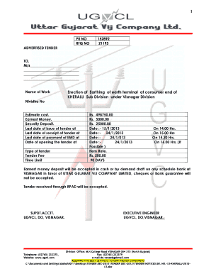Fillable Online Erection of Earthing of earth terminal at consumer end ...