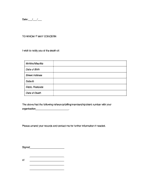 Fillable Online Download a sample letter of Notification of Death Fax ...