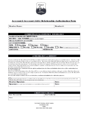 Fillable Online thefinestfcu Account 2 Account (A2A) Relationship Authorization Form Fax Email ...
