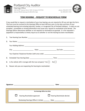 Tow Hearing Request Form - Fill Online, Printable, Fillable, Blank ...