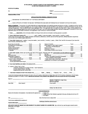 Fillable Online Criminal Indigence Form - Washington County Clerk of ...