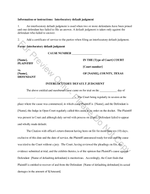 Fillable Online Information or instructions: Interlocutory default ...