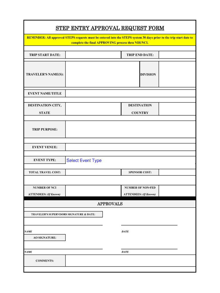 Fillable Online home ncifcrf STEPS Approval Form Fax Email Print - pdfFiller