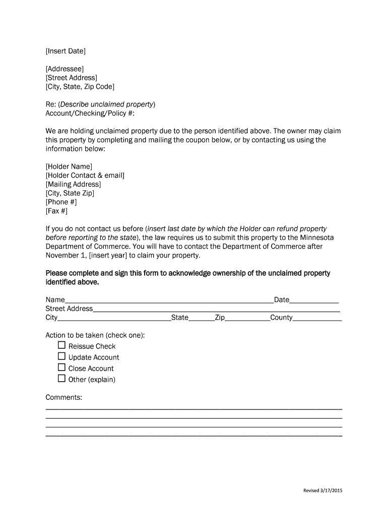 Fillable Online mn up sample due dil letter 2015 - Minnesota.gov - mn ...
