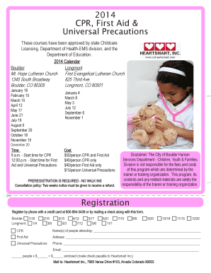 Fillable Online 2014 CPR, First Aid & Universal Precautions ...