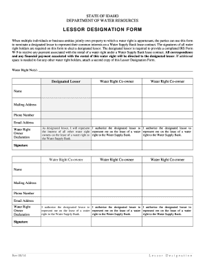 Fillable Online idwr idaho LESSOR DESIGNATION FORM - Idaho Department ...