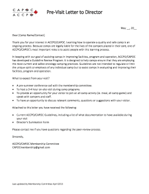 Fillable Online Pre-Visit Letter to Director - WordPress.com Fax Email ...